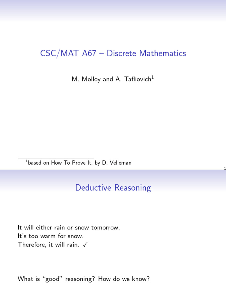 Prop - Logic - Post - Lecture - Part1 Sep 1 | PDF | Argument | Contradiction