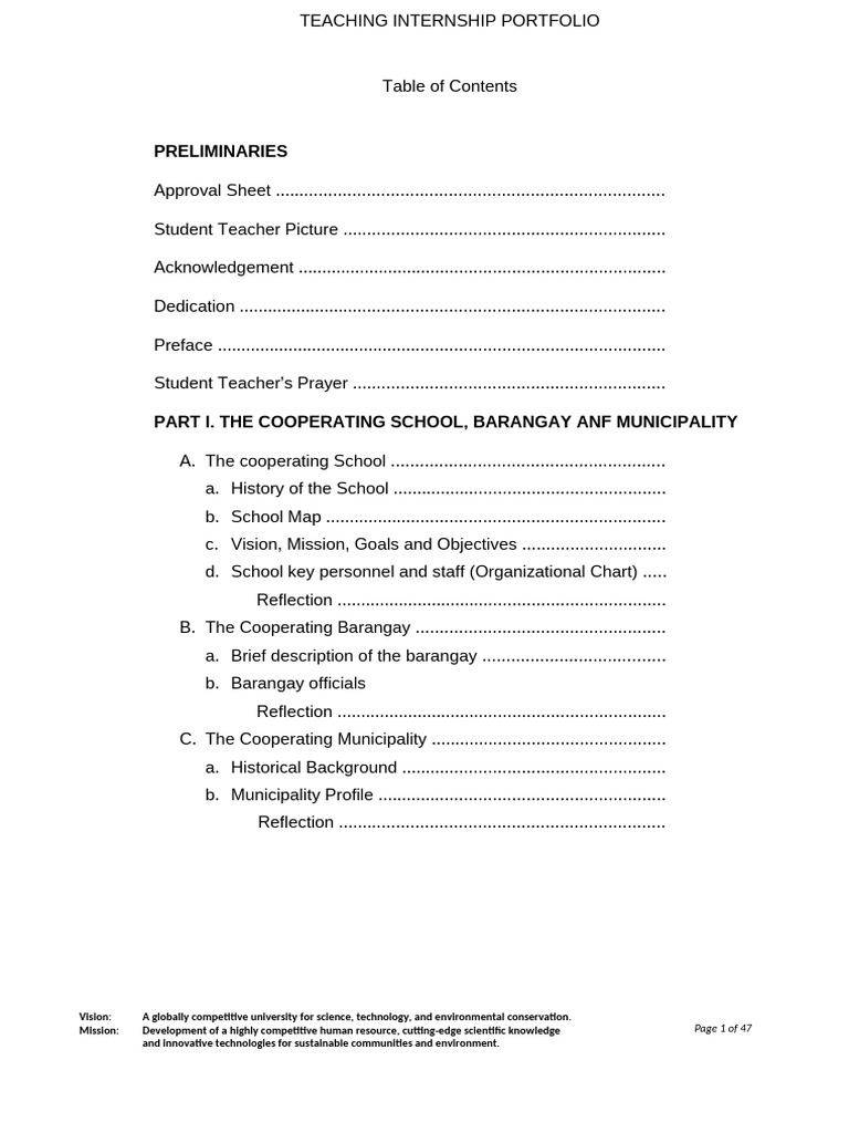 Teaching Internship Portfolio | PDF