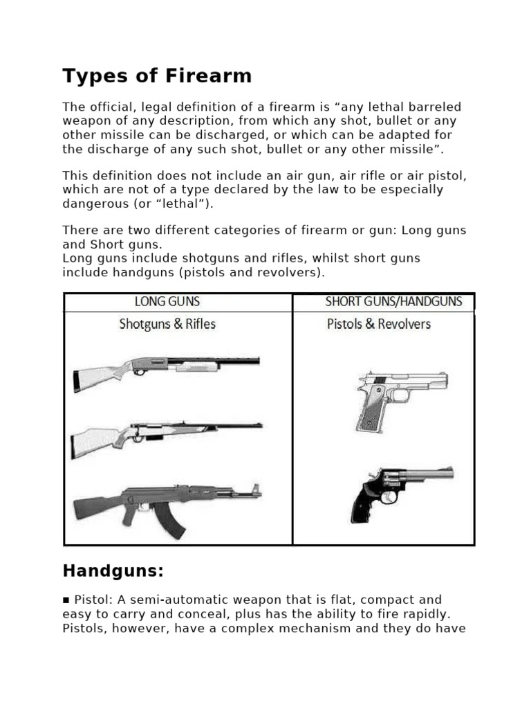TYPES OF FIREARM | PDF | Firearms | Gun Barrel