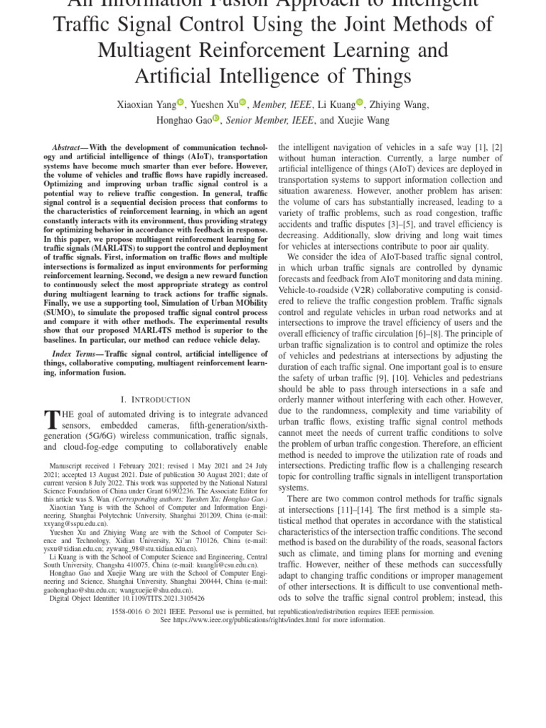 An Information Fusion Approach To Intelligent Traffic Signal Control Using The Joint Methods of ...