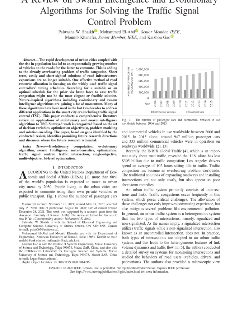 A Review On Swarm Intelligence and Evolutionary Algorithms For Solving The Traffic Signal ...