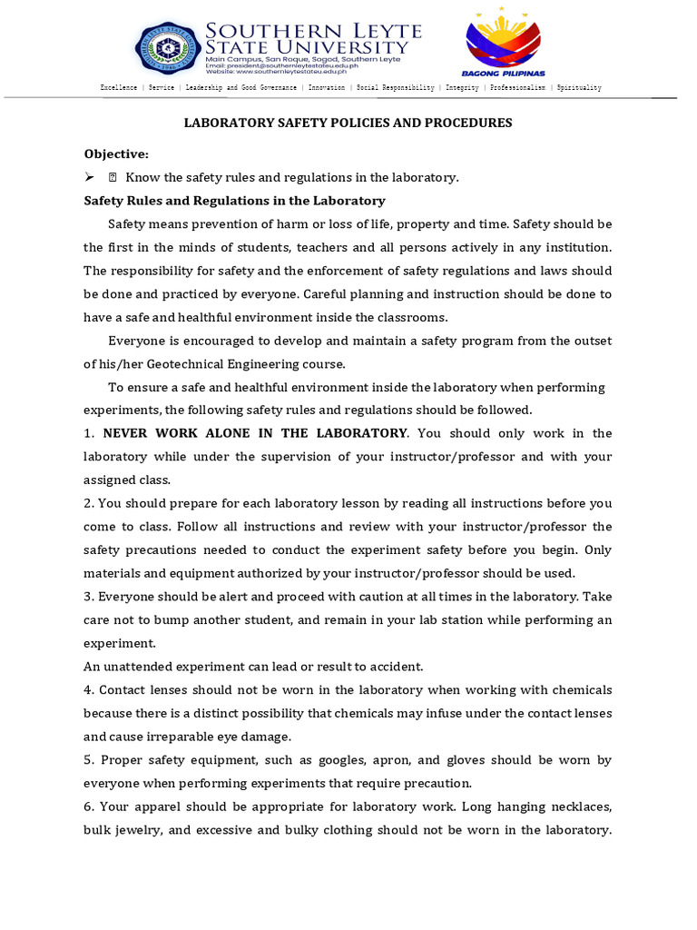 LABORATORY-SAFETY-POLICIES-AND-PROCEDURES | PDF | Laboratories | Safety