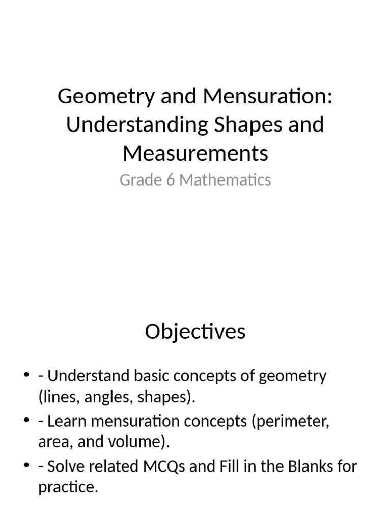 Grade 6 Geometry Mensuration | PDF