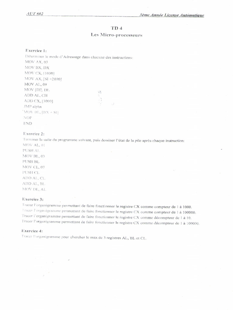 TD4+Solution Microprocesseurs Et Microcontroleurs | PDF