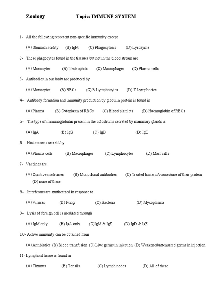Immunology Exam Questions & Answers | PDF
