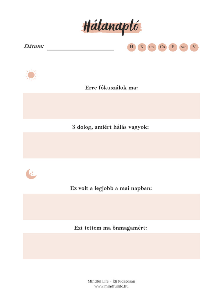 Hálanapló Sablonok | PDF