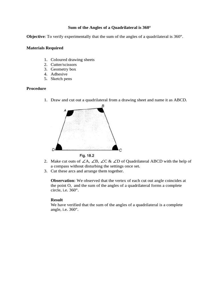 Activity 1 (Sum of All Angles of A Quad Is 180) | PDF