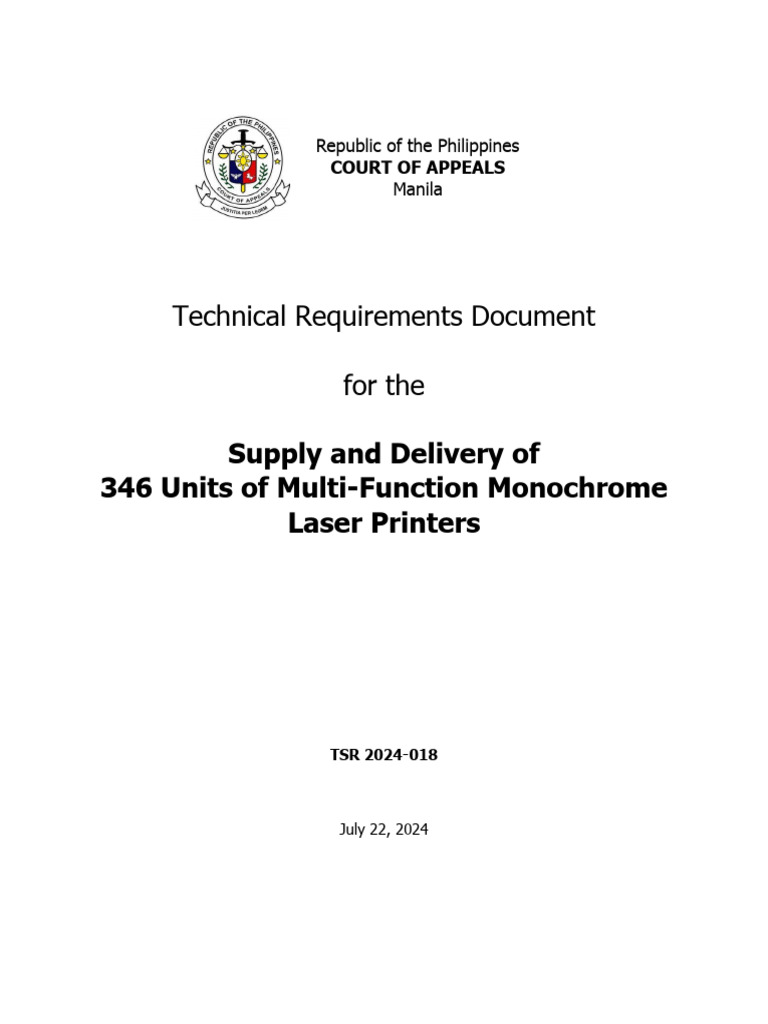 Revised TechnicalSpecification | PDF | Printer (Computing) | Image Scanner
