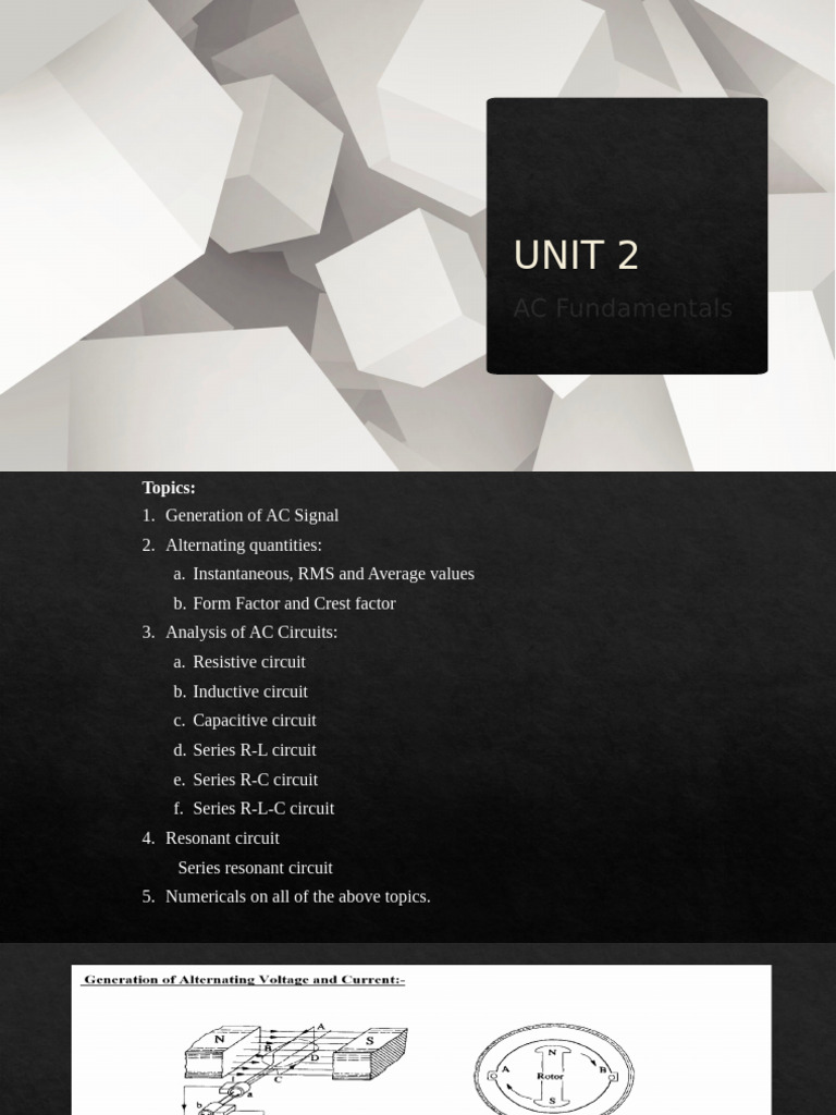Unit 2 Ac Fundamentals Pdf Alternating Current Electrical Network