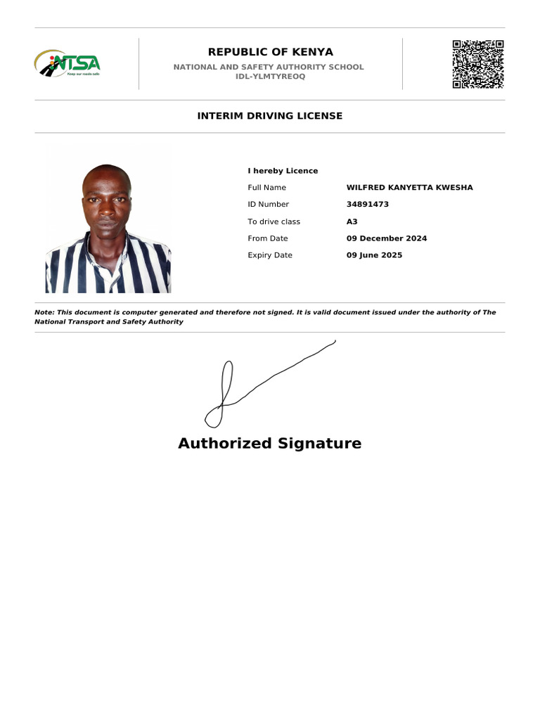 IDL YLMTYREOQ Interim Driving License | PDF
