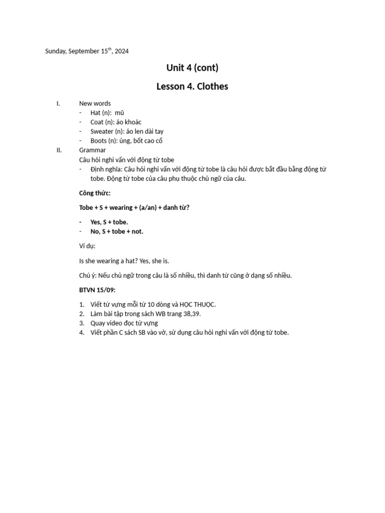 Sunday Unit 4 Lesson 4 | PDF