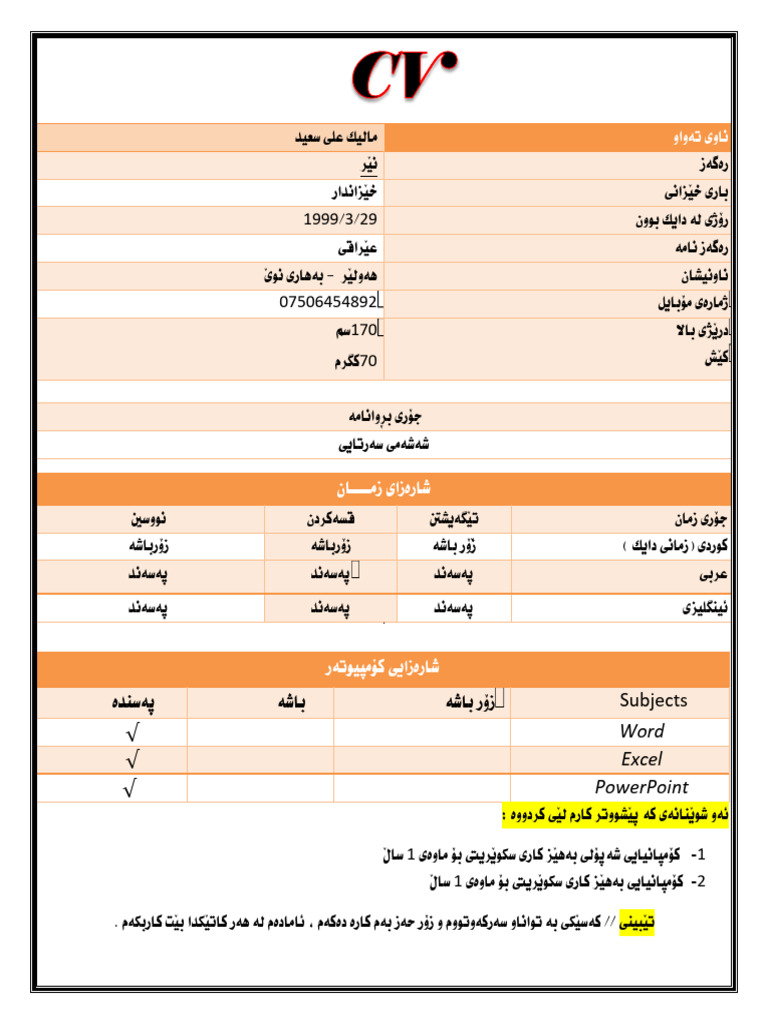 cv كوردى | PDF