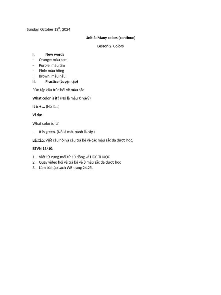 Sunday, Unit 3 Lesson 2 - EU0 | PDF