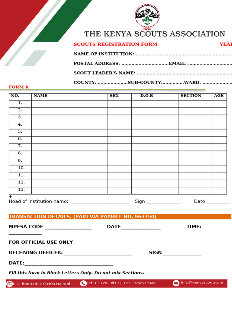 Revised Scouts Reg Form - R | PDF