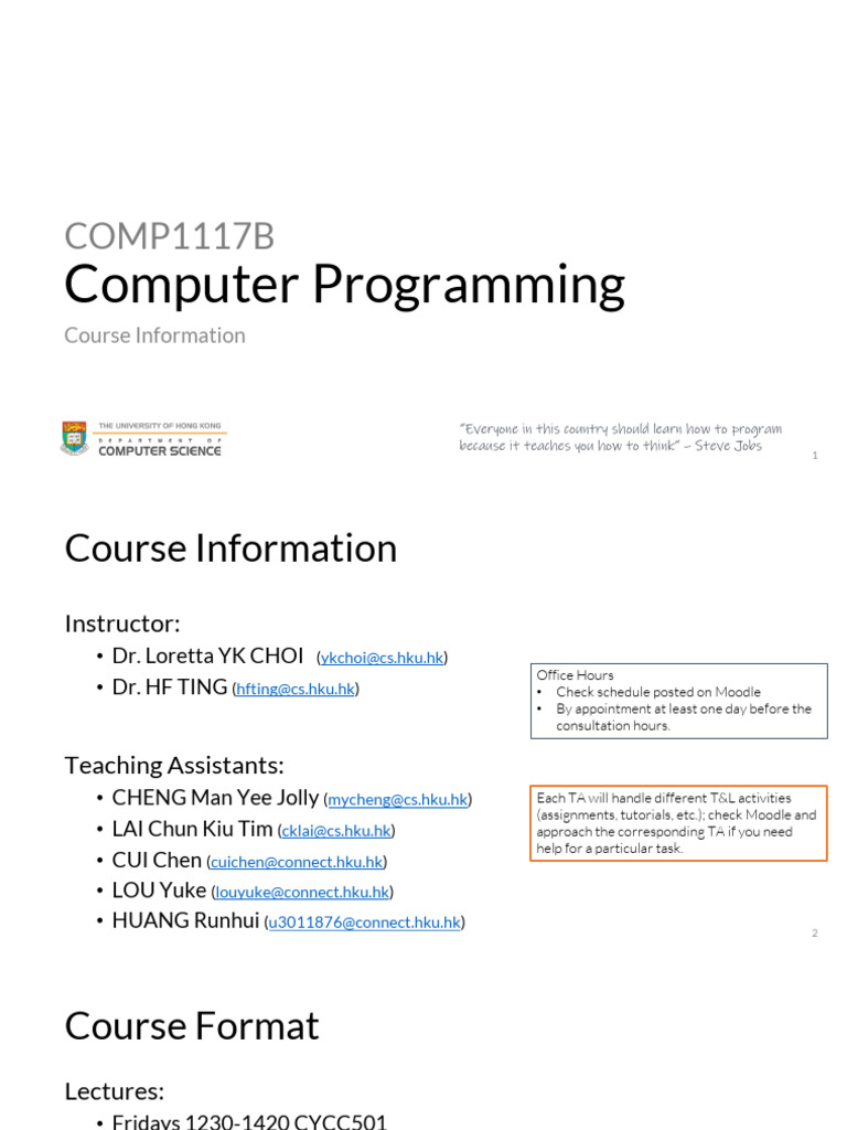 COMP1117 - 00 Course Information | PDF | Plagiarism | Computer Programming