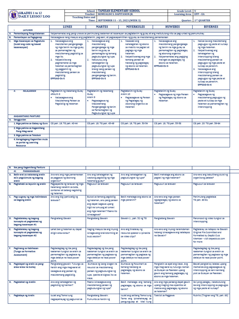 DLL - Epp 5 - Q1 - W3 | PDF