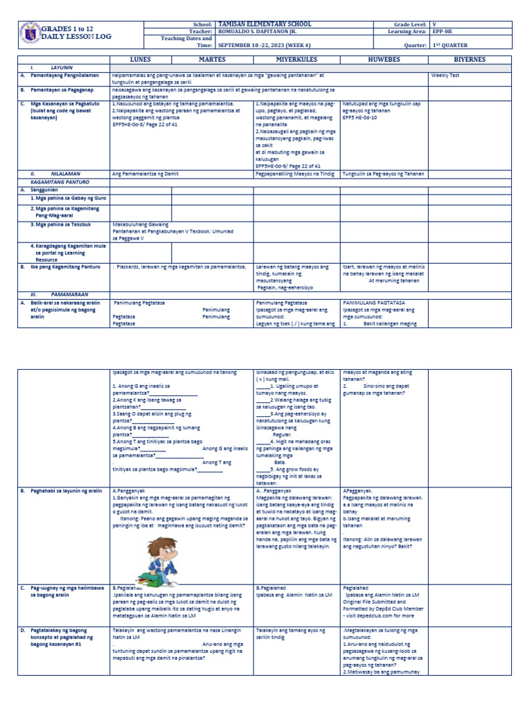 DLL - Epp 5 - Q1 - W4 | PDF