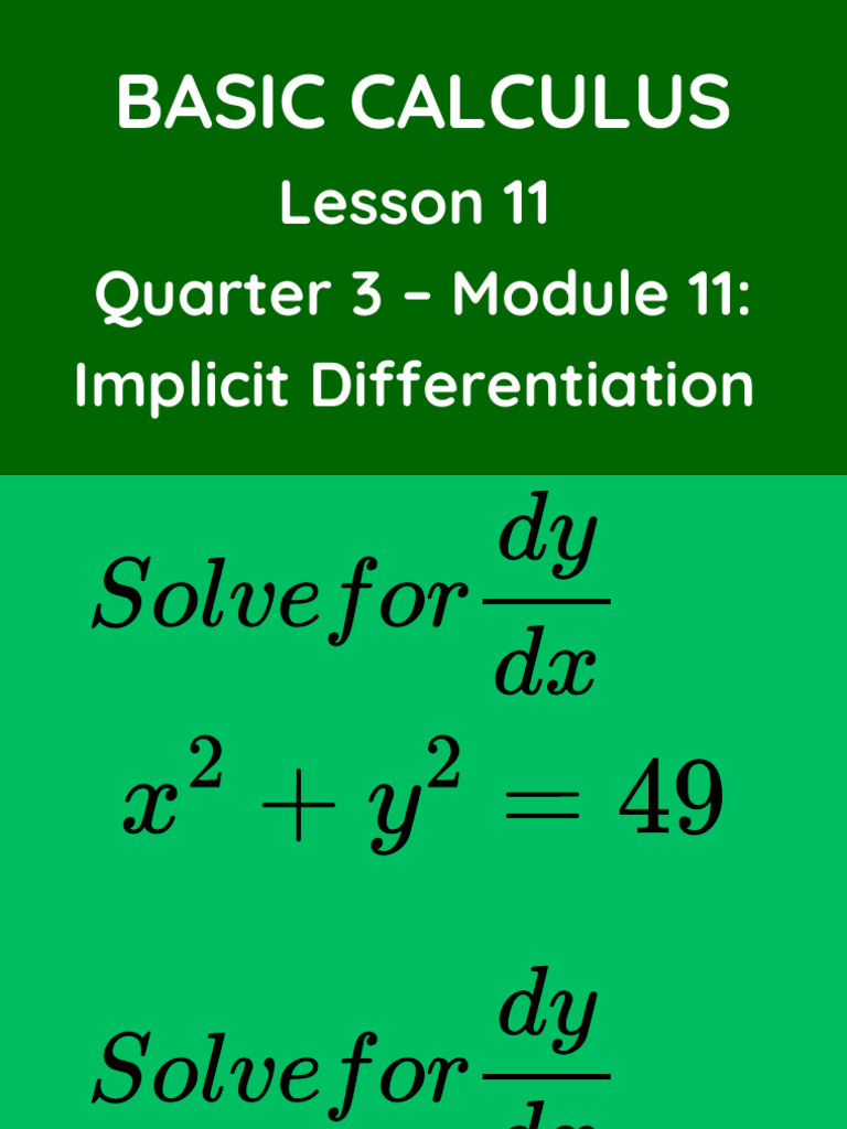 q3 Basic Calculus Lesson 11 | PDF