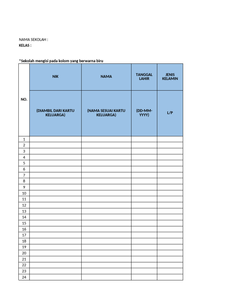 Format Skrining Kesehatan Anak Sekolah | PDF