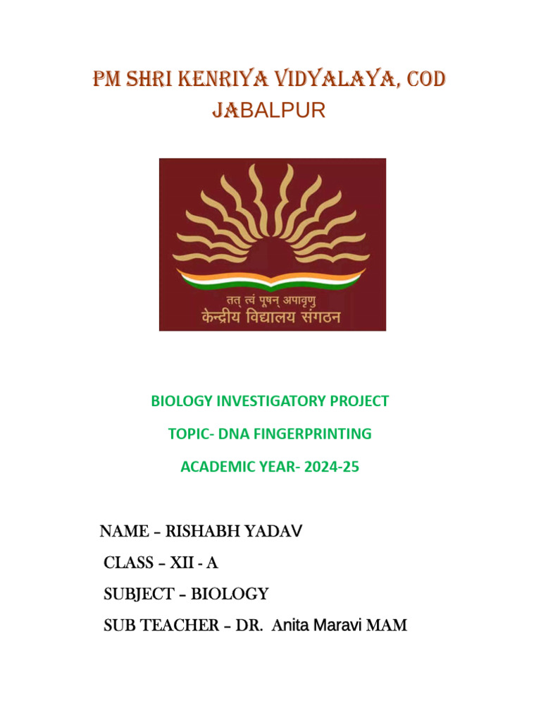 Dna Fingerprinting Investigatory Project 2024-25 Class-12 | PDF | Gel ...