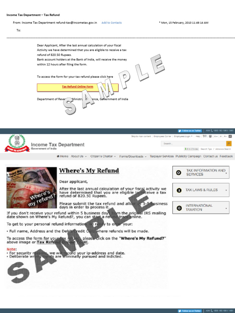 Samples of Phishing Mails | PDF | Tax Refund | Taxes