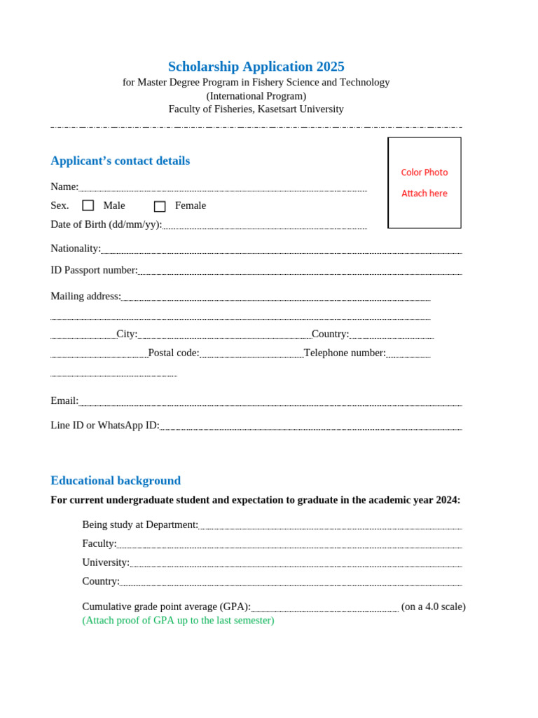 Application Form 2025 | PDF