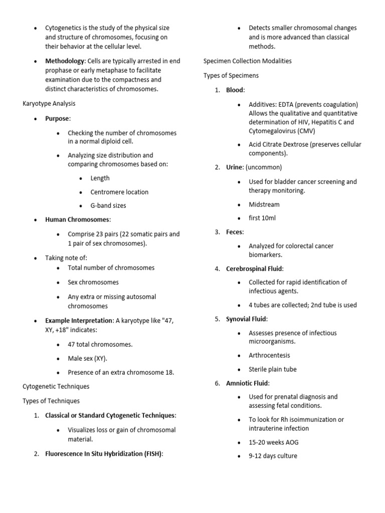 Overview of Cytogenetics Techniques | PDF