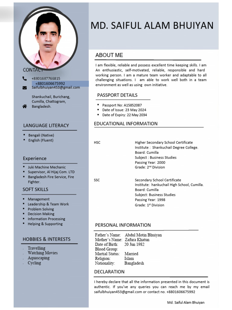 cv md. saiful | PDF