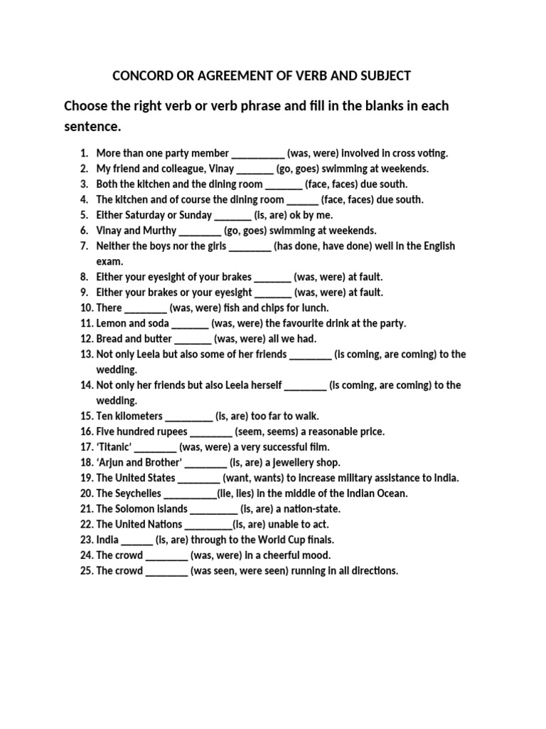 Concord or Agreement of Verb and Subject | PDF | Linguistics | Syntax