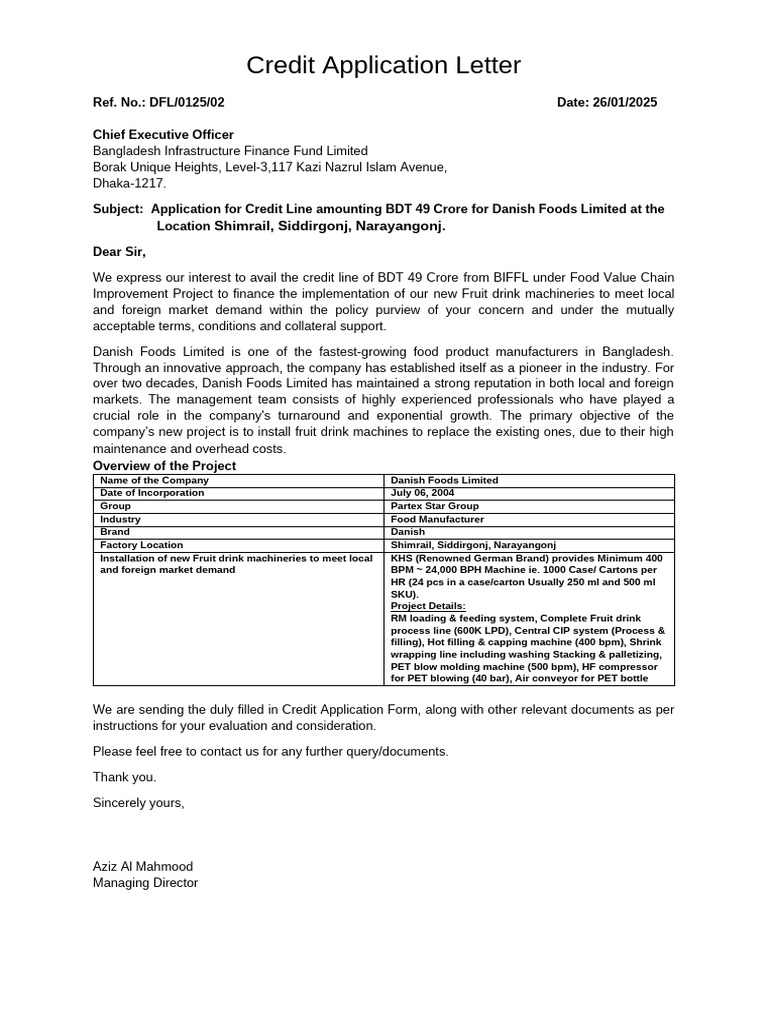 Credit Application Letter | PDF | Economies