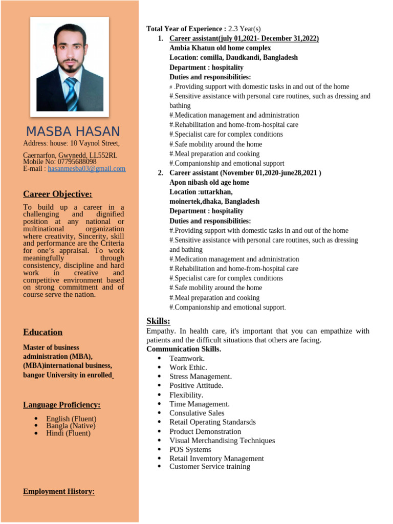 Masba Hasan CV | PDF | Empathy | Psychological Concepts