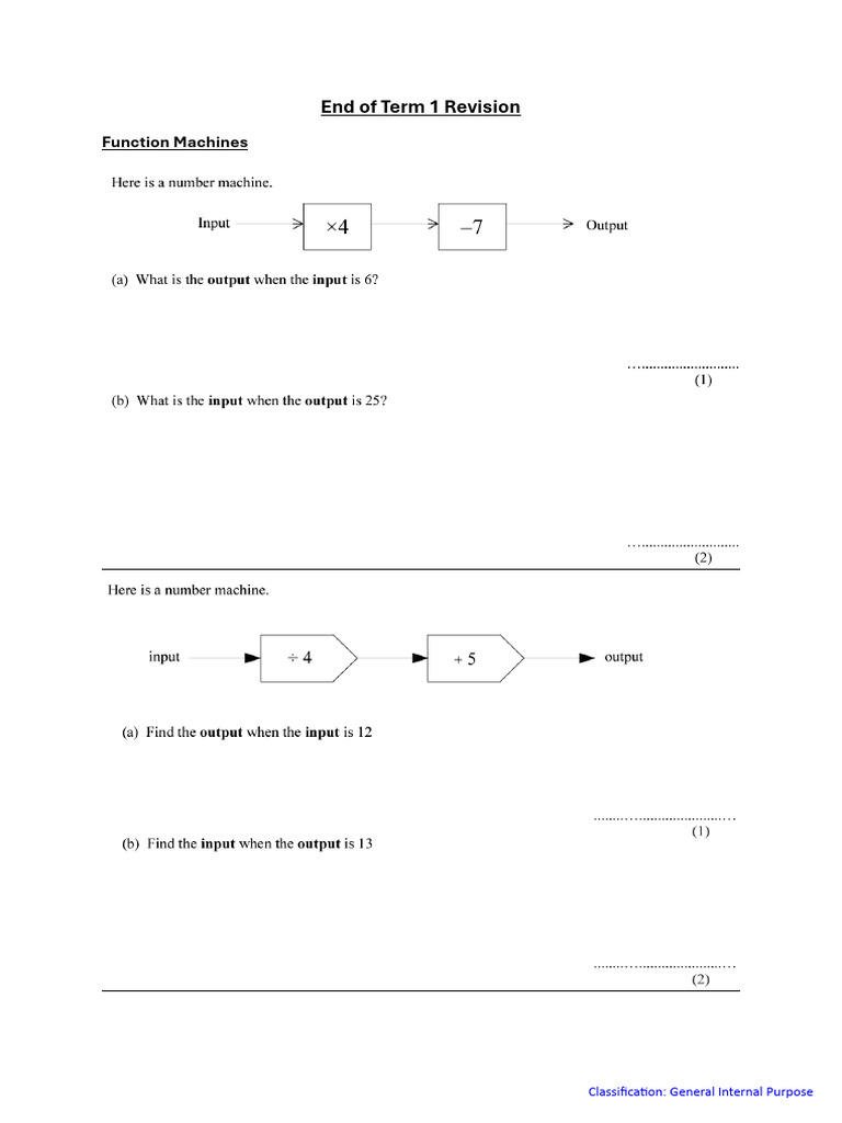 End of Term 1 Revision - Year 8 - Mathamatics | PDF