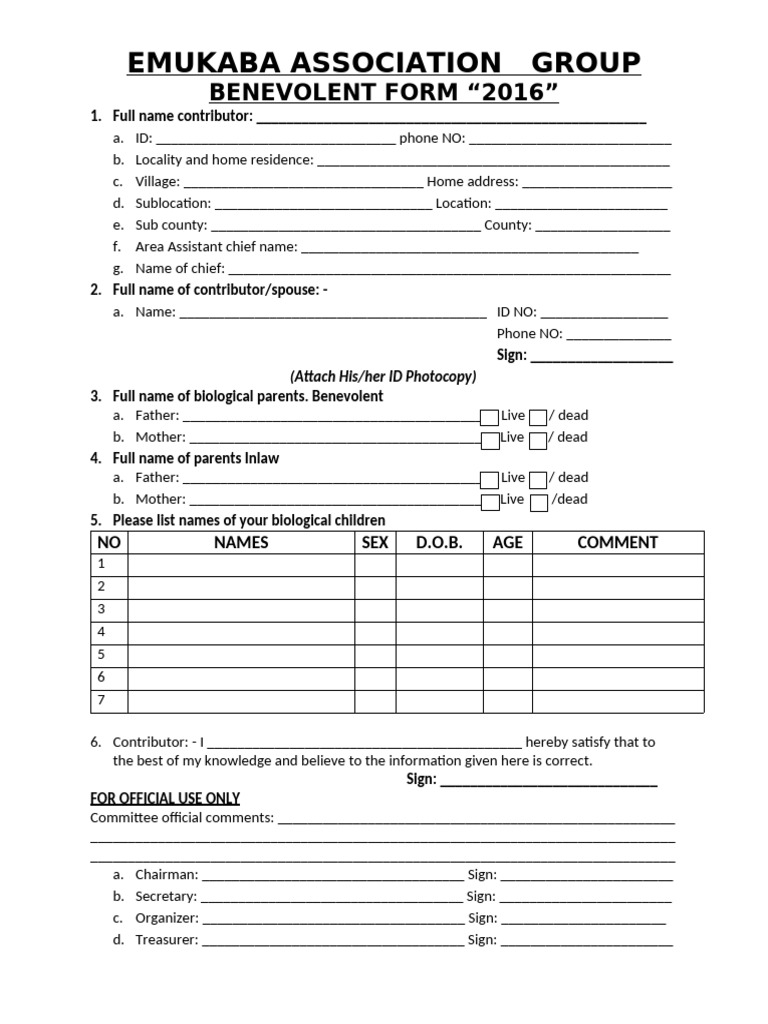 BENEVOLENT FORM | PDF