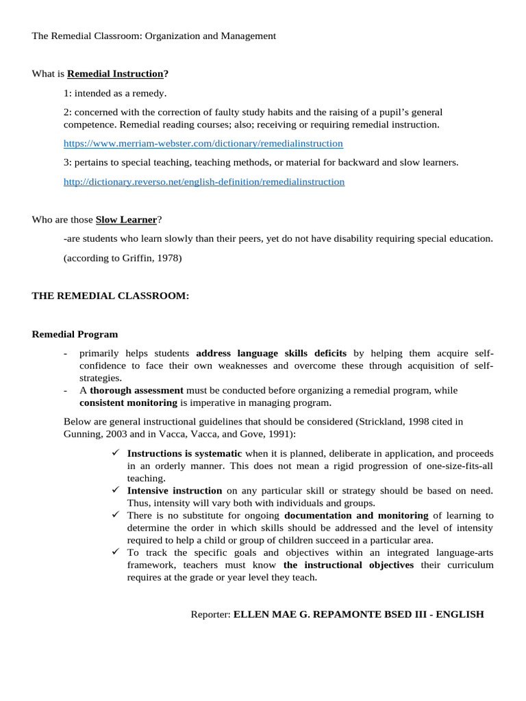 CHAPTER-1-REMEDIAL-CLASSROOM | PDF