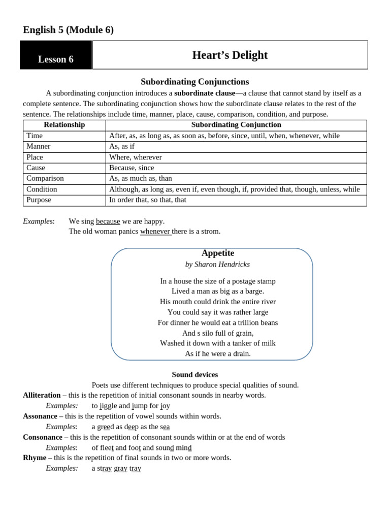 Lesson 6 English 5 | PDF | English Language | Linguistics