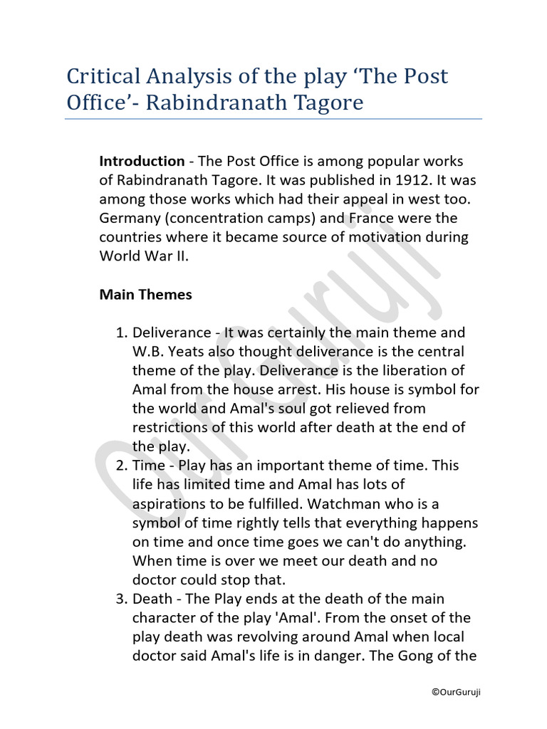 Critical Analysis of The Post Office | PDF