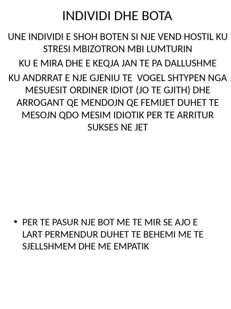 Individi Dhe Bota | PDF