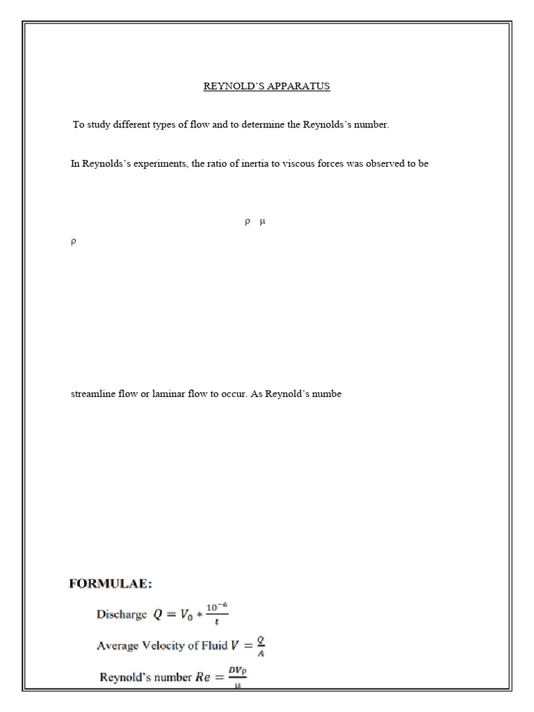 Reynolds apparatus fluids mechanics lab last one | PDF | Reynolds Number | Fluid Mechanics
