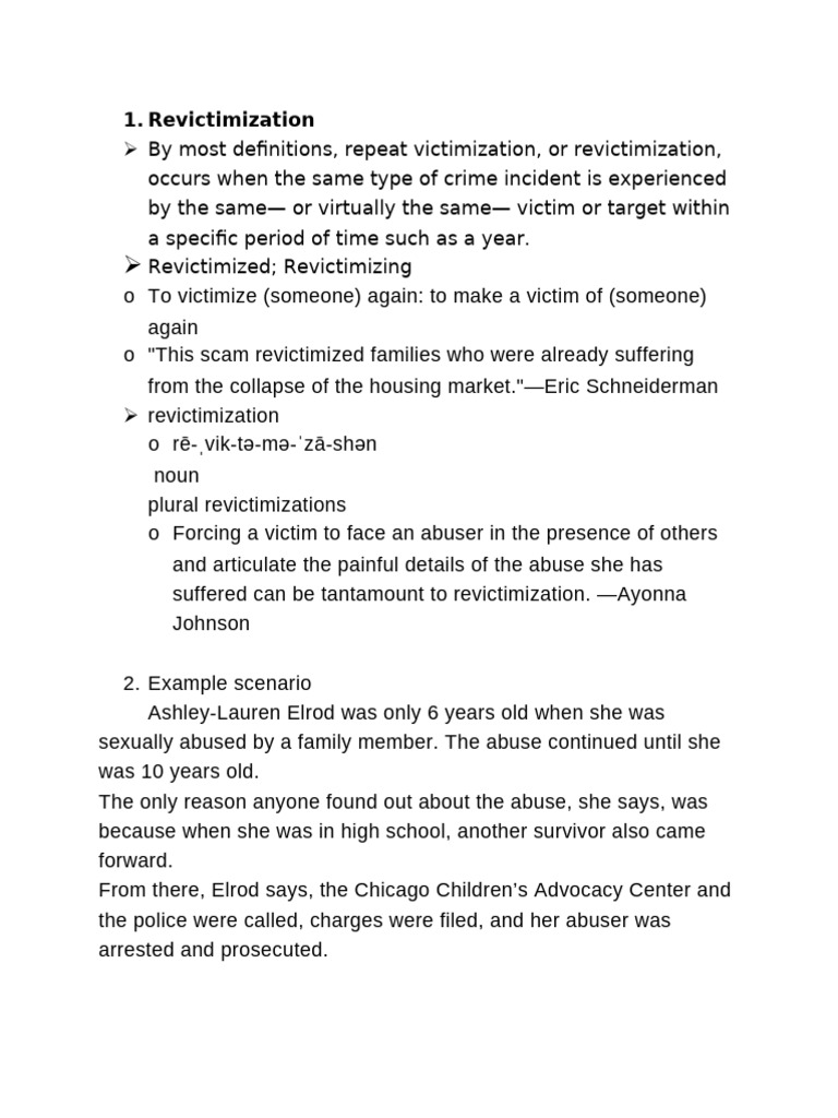 Revictimization | PDF | Victimisation | Mental Disorder