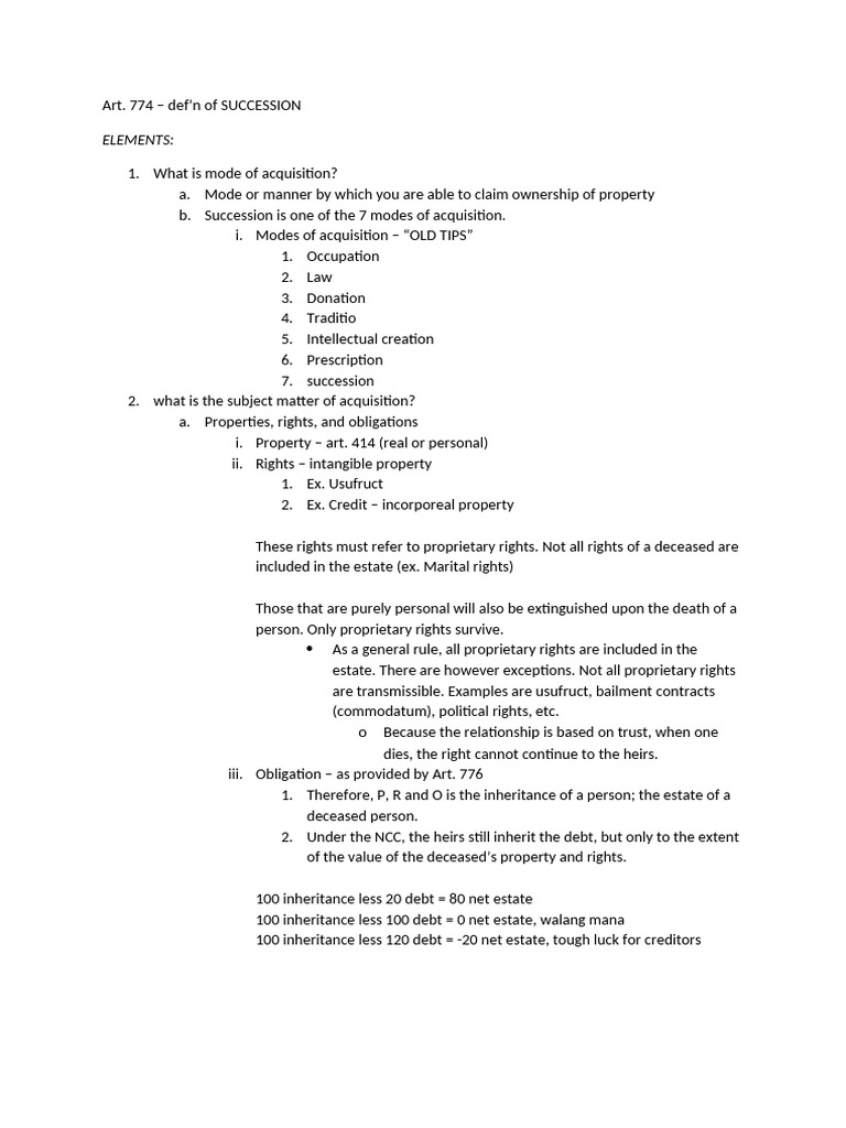 Understanding Succession Law Essentials | PDF | Inheritance | Will And ...