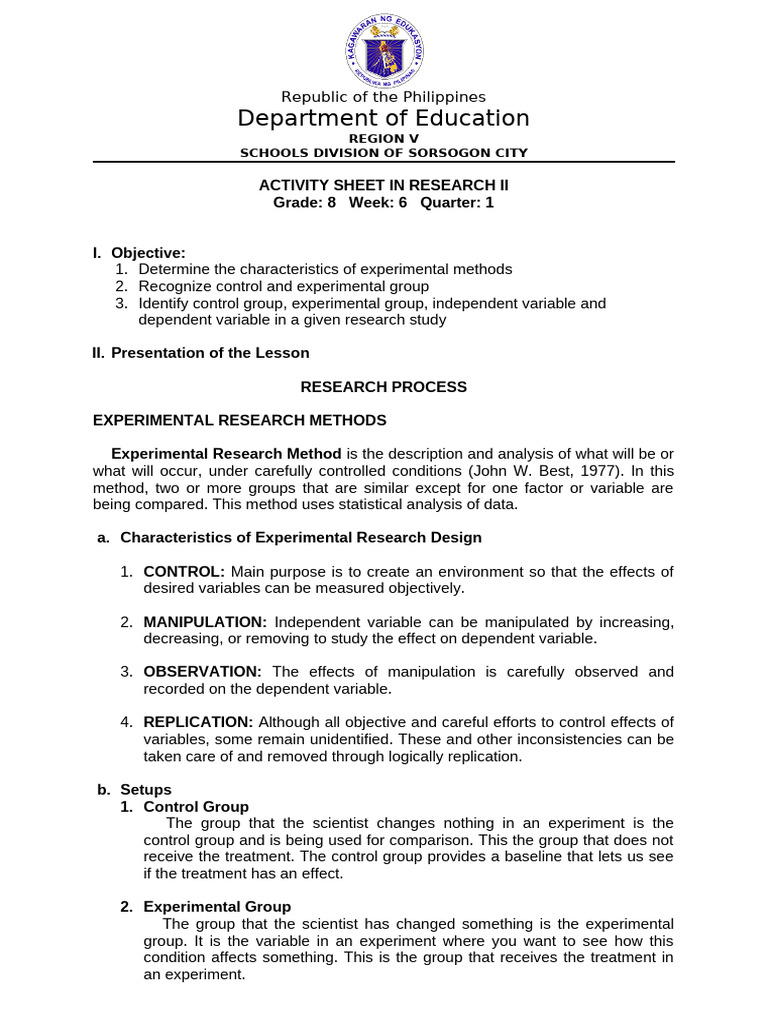 Research 2 Q1W6 2 Lance Deyniel Grefaldo | PDF | Experiment ...