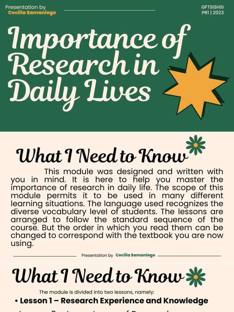 Importance of Research in Daily Life | PDF | Knowledge | Inquiry