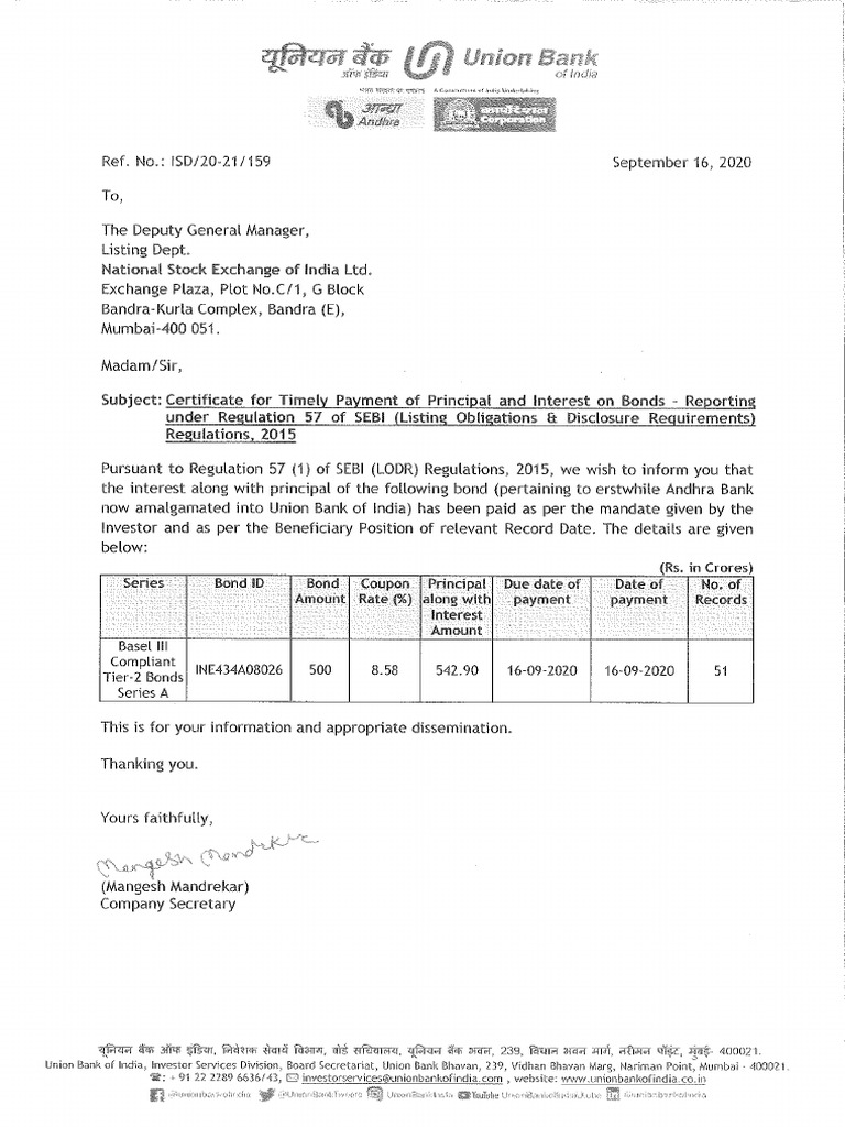 Certificate For Payment of Interest | PDF