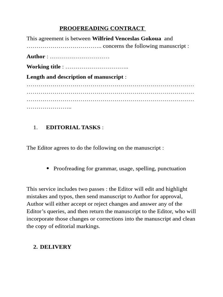 PROOFREADING CONTRACT | PDF | Proofreading