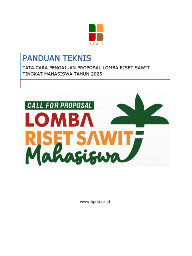 Panduan Teknis Proposal Lomba Riset Sawit 2025 | PDF