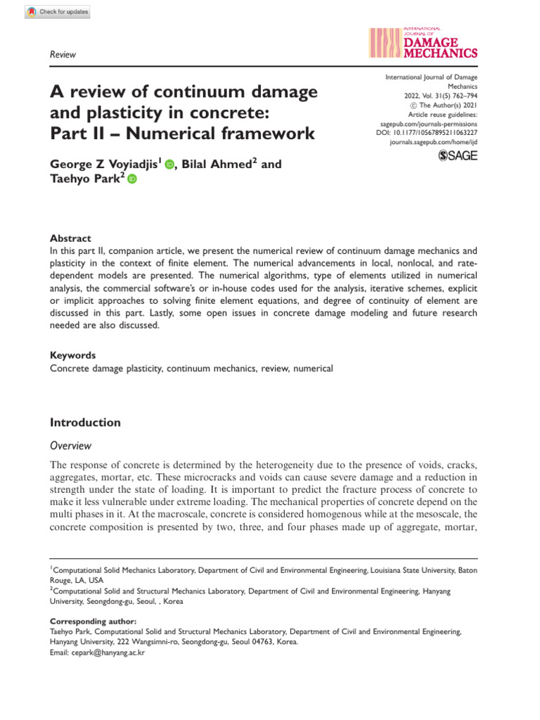 Voyiadjis Et Al 2021 A Review of Continuum Damage and Plasticity in ...