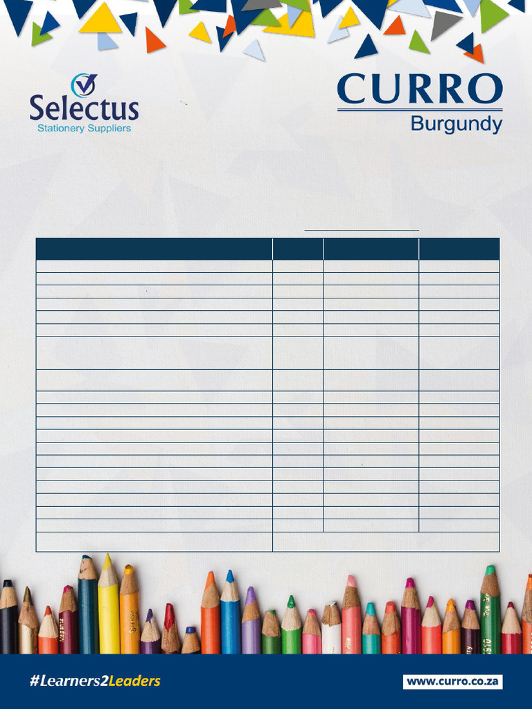 Grade r Stationery List | PDF | Writing Implements | Conservation And ...