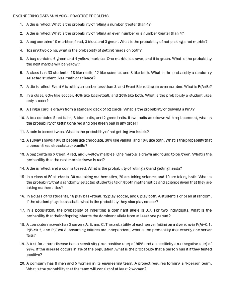 EDA - SAMPLE PROB - LAST QUIZ | PDF | Sensitivity And Specificity | Probability
