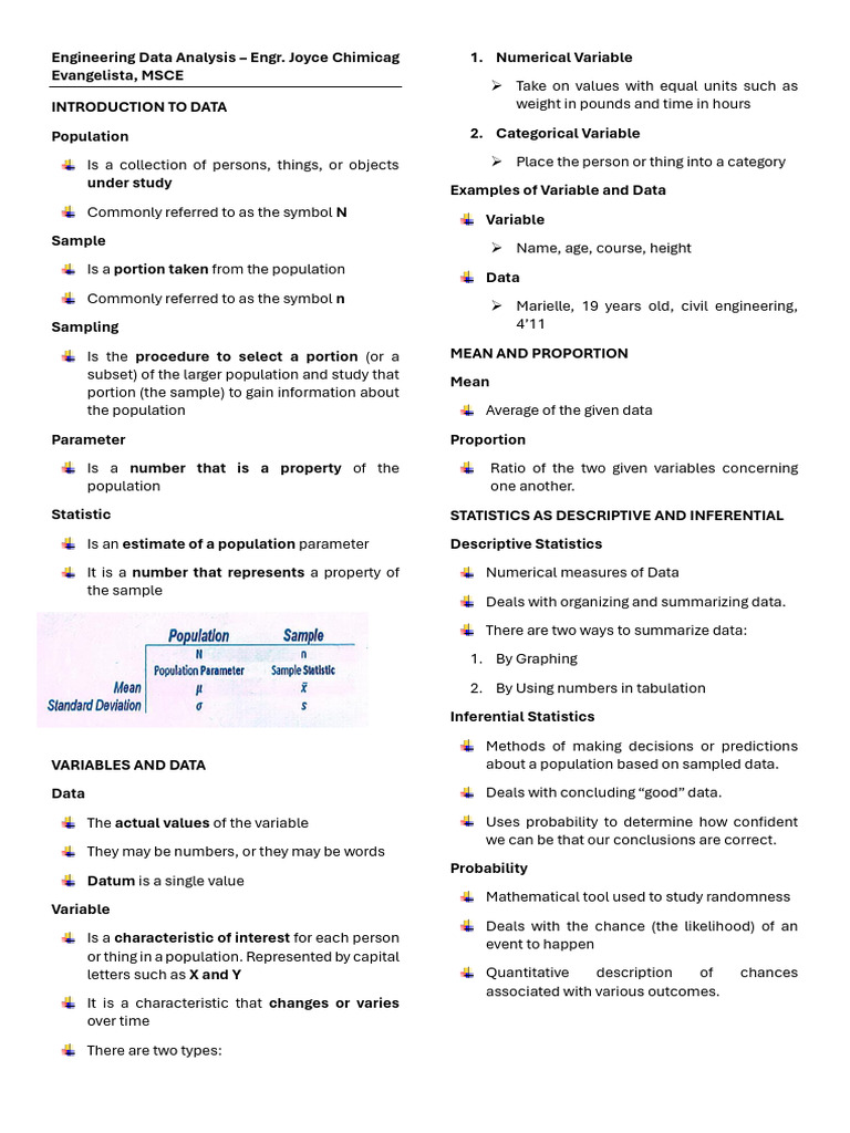 EDA - Midterms - Reviewer | PDF | Sampling (Statistics) | Statistics