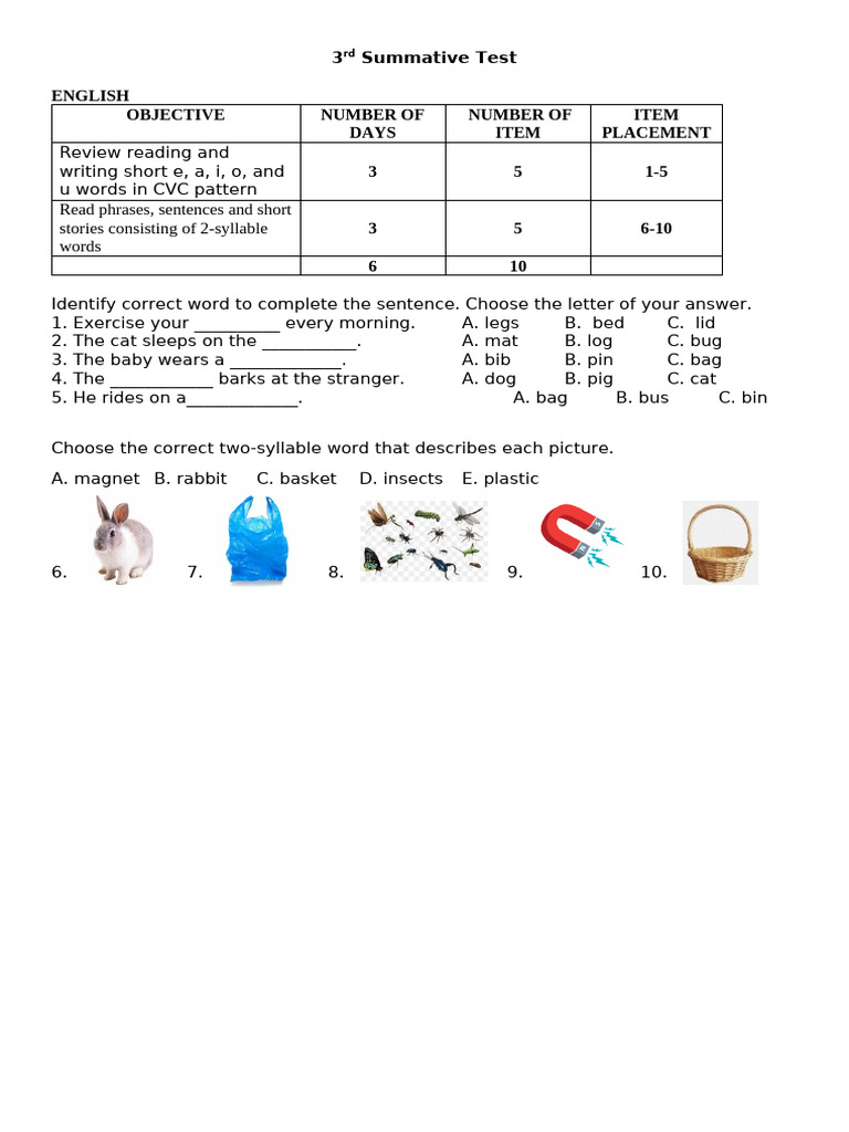 3rd Summative Test | PDF